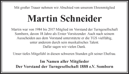 Traueranzeigen von Martin Schneider | trauer.gnz.de